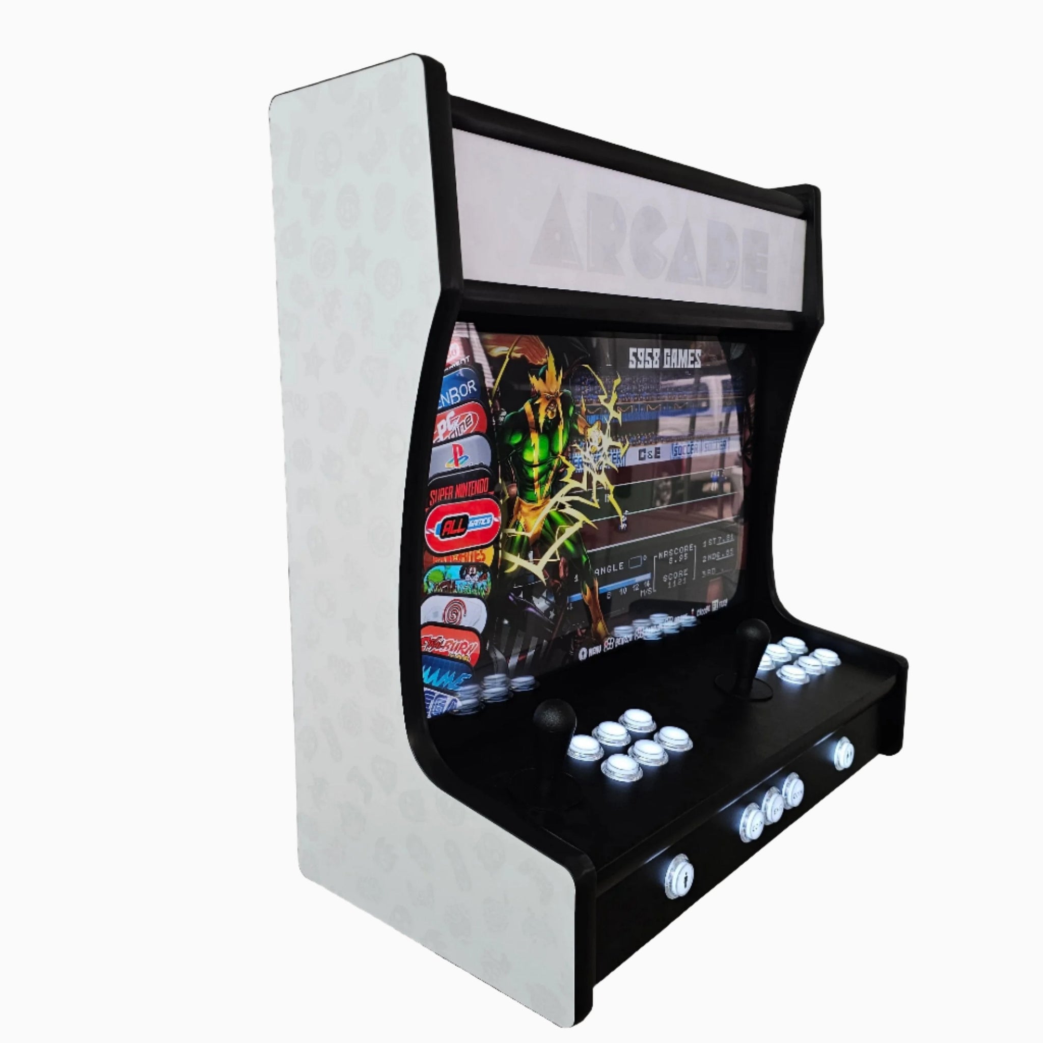 Black and White Wall Mountable Arcade Machine – Quarterless