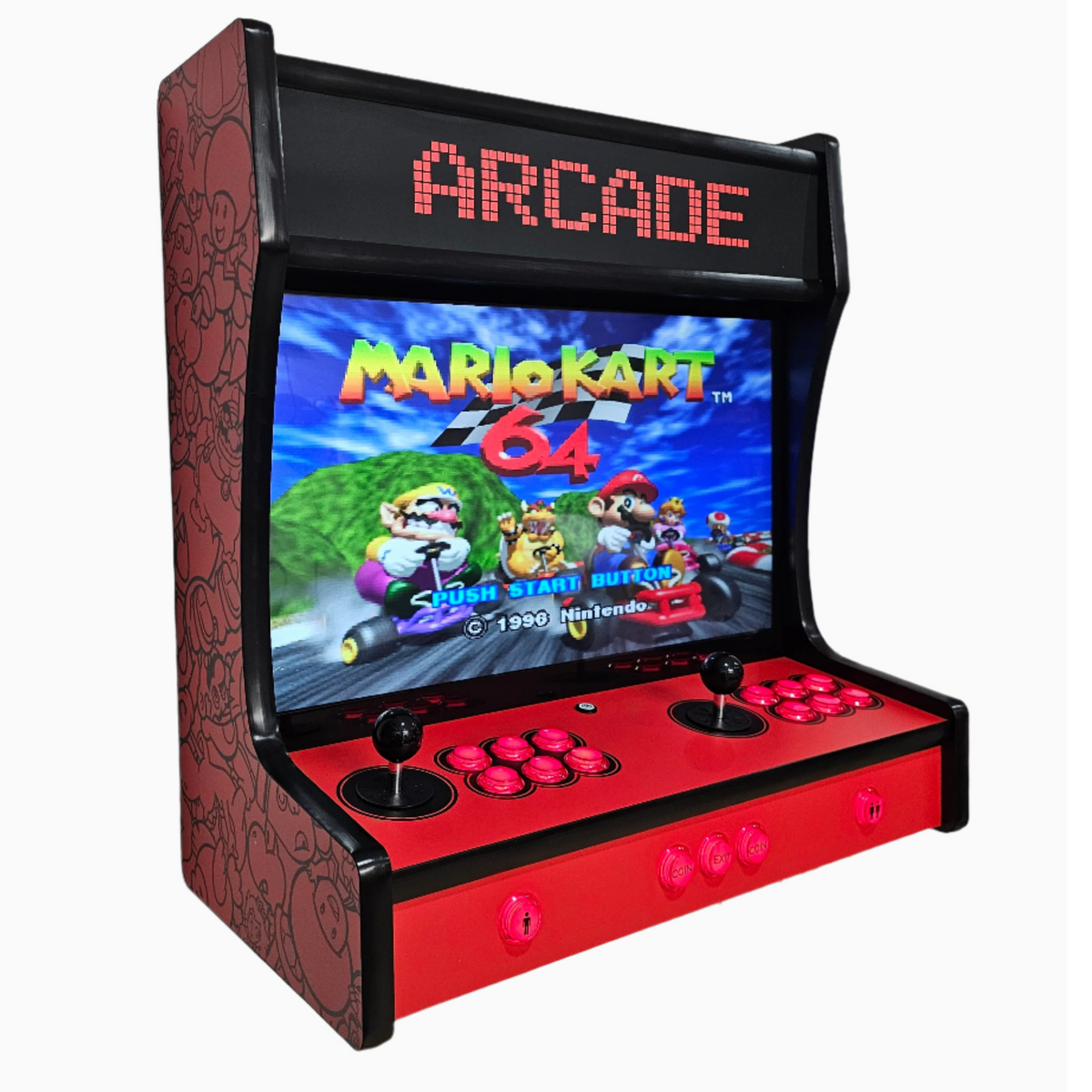 Red Patterned Wall Mounted Arcade Machine – Quarterless