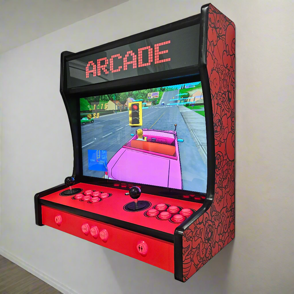 Red Patterned Wall Mounted Arcade Machine – Quarterless