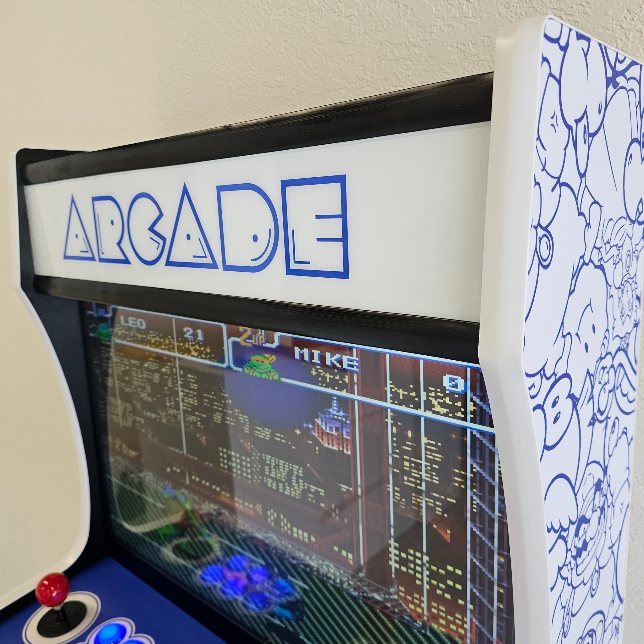 Blue Patterned Wall Mounted Arcade Machine – Quarterless