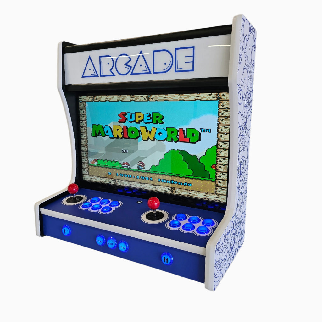 Blue Patterned Wall Mounted Arcade Machine – Quarterless