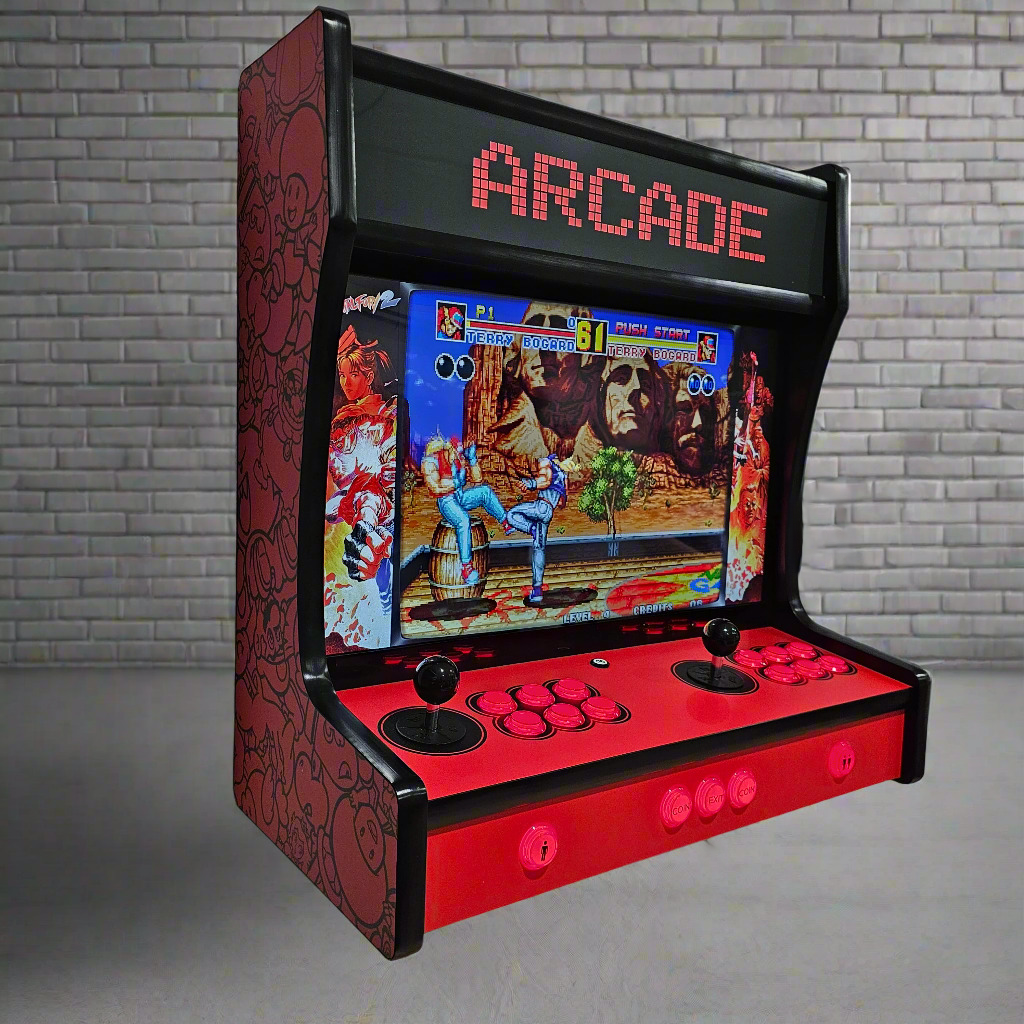 Red Patterned Wall Mounted Arcade Machine – Quarterless