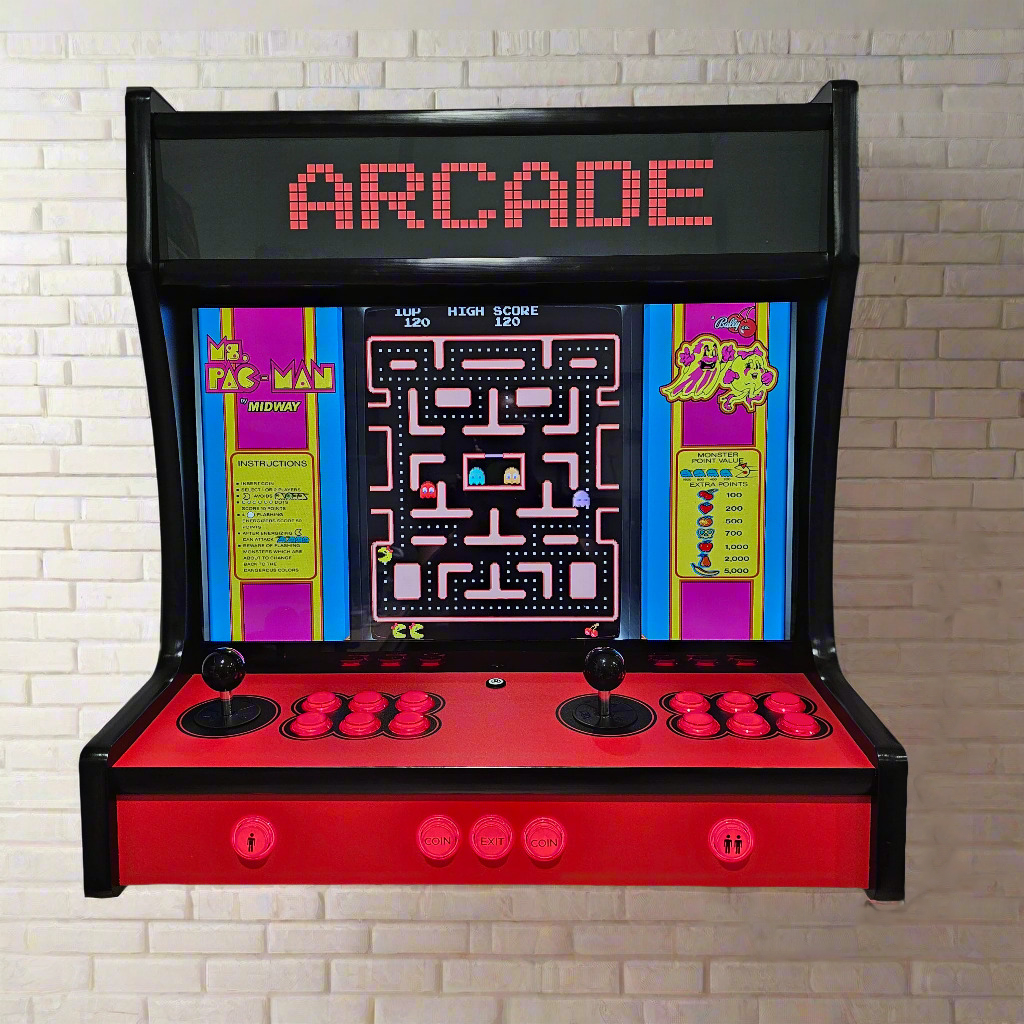 Red Patterned Wall Mounted Arcade Machine – Quarterless