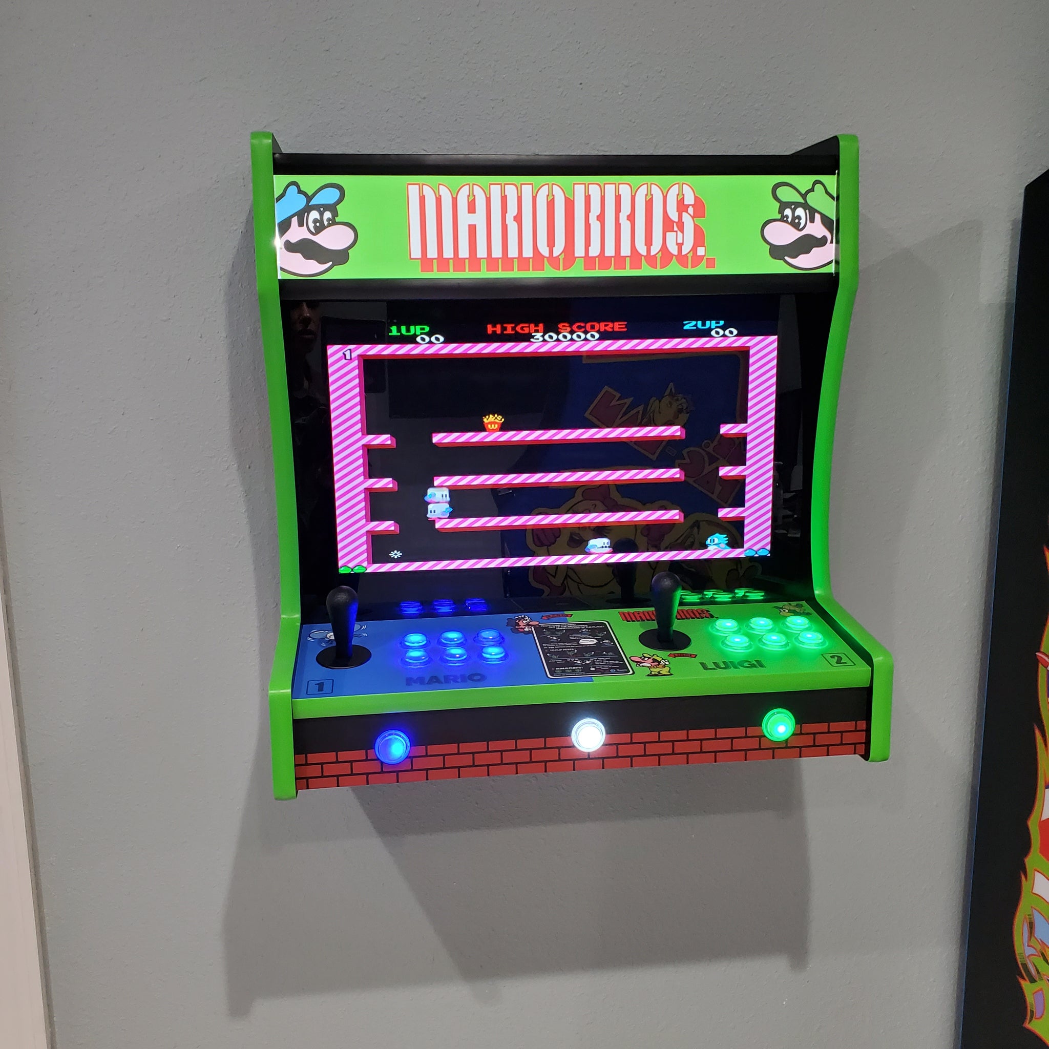 Mario Bros Themed Wall Mountable Arcade Machine – Quarterless