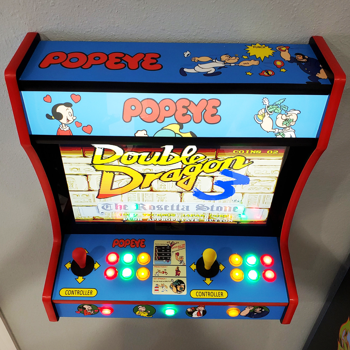Popeye Themed Wall Mountable Arcade Machine – Quarterless